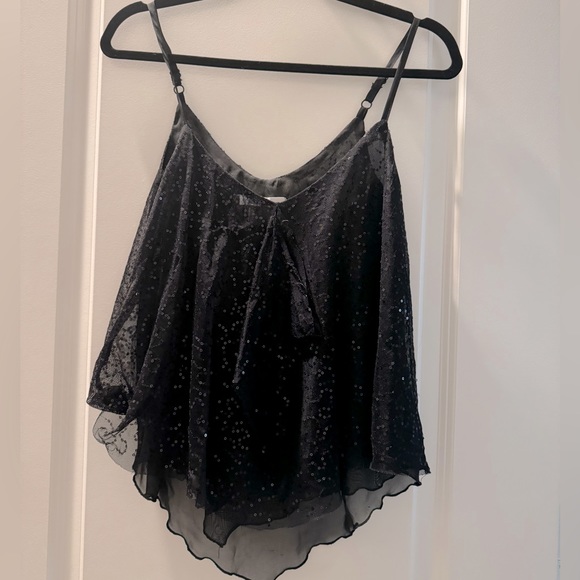 Tops | Sheered Sequence Layers V Shape Front Back | Poshmark